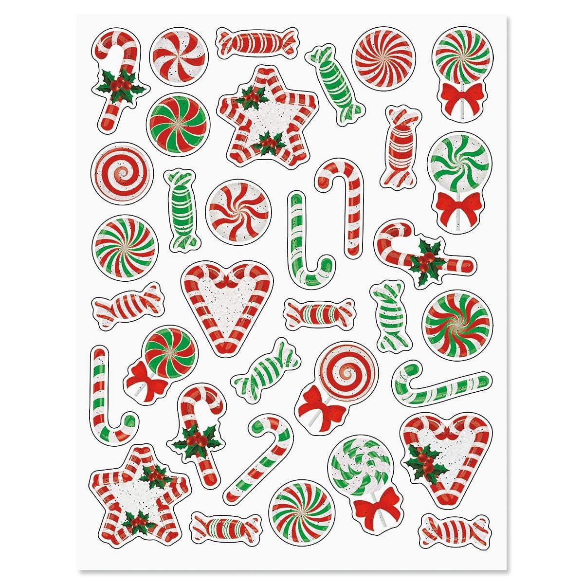 Current Deluxe Peppermint Joy Glitter Stickers, Christmas Candy Canes ...