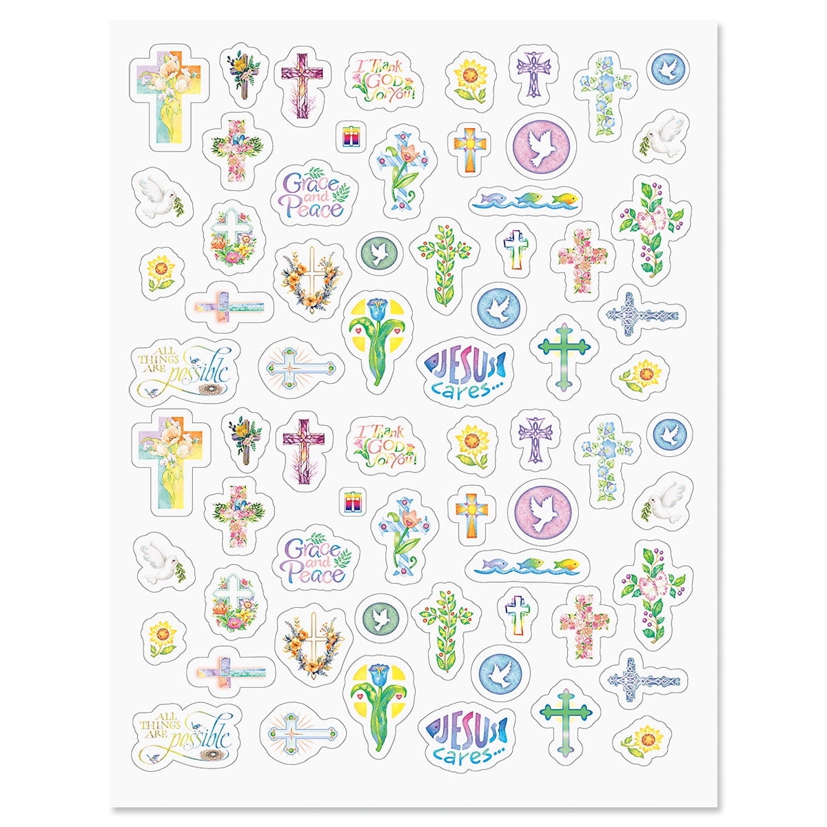 Current Faith Crosses Stickers - Flower Stationery, 2 Full-Size 8 1/2 ...