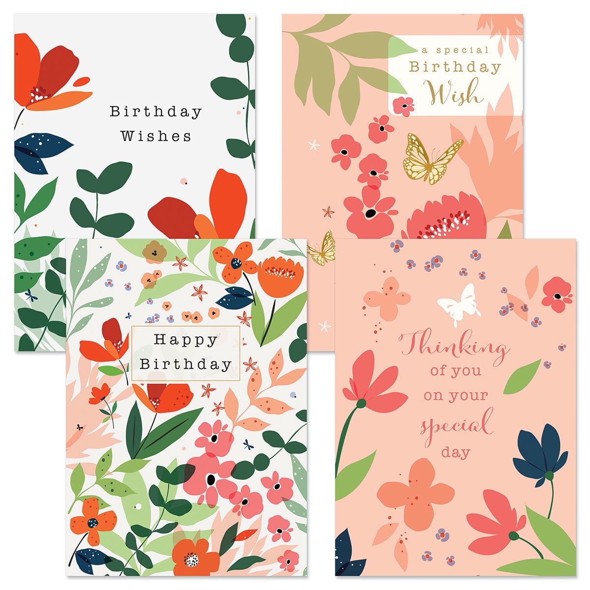 Current Floral Wishes Birthday Greeting Cards - Set of 8 (2 each of 4 ...