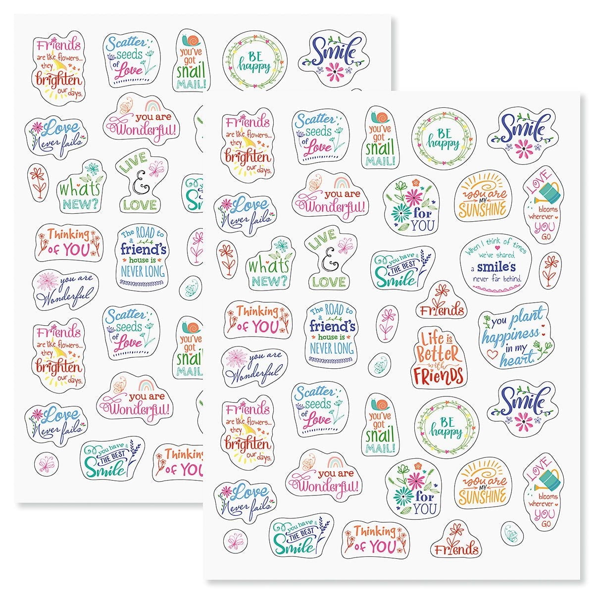 Current Floral Word Stickers - Flower Stationery, 2 Full-Size 8 1/2" x ...