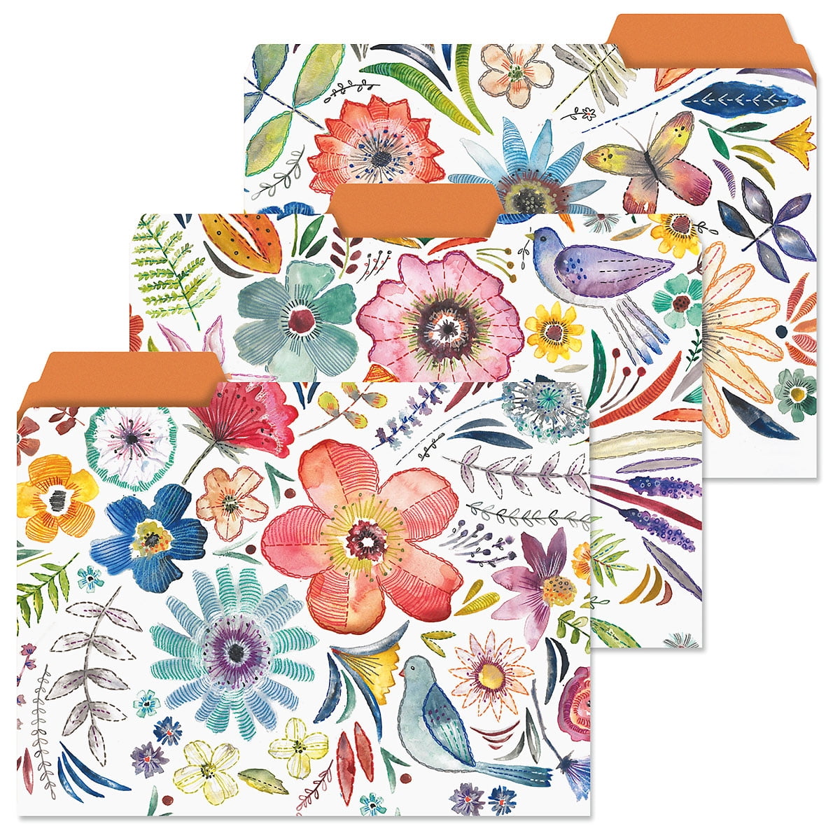 Current Florals Embroidery File Folders - 1/3 Cut Staggered Tabs, Set ...