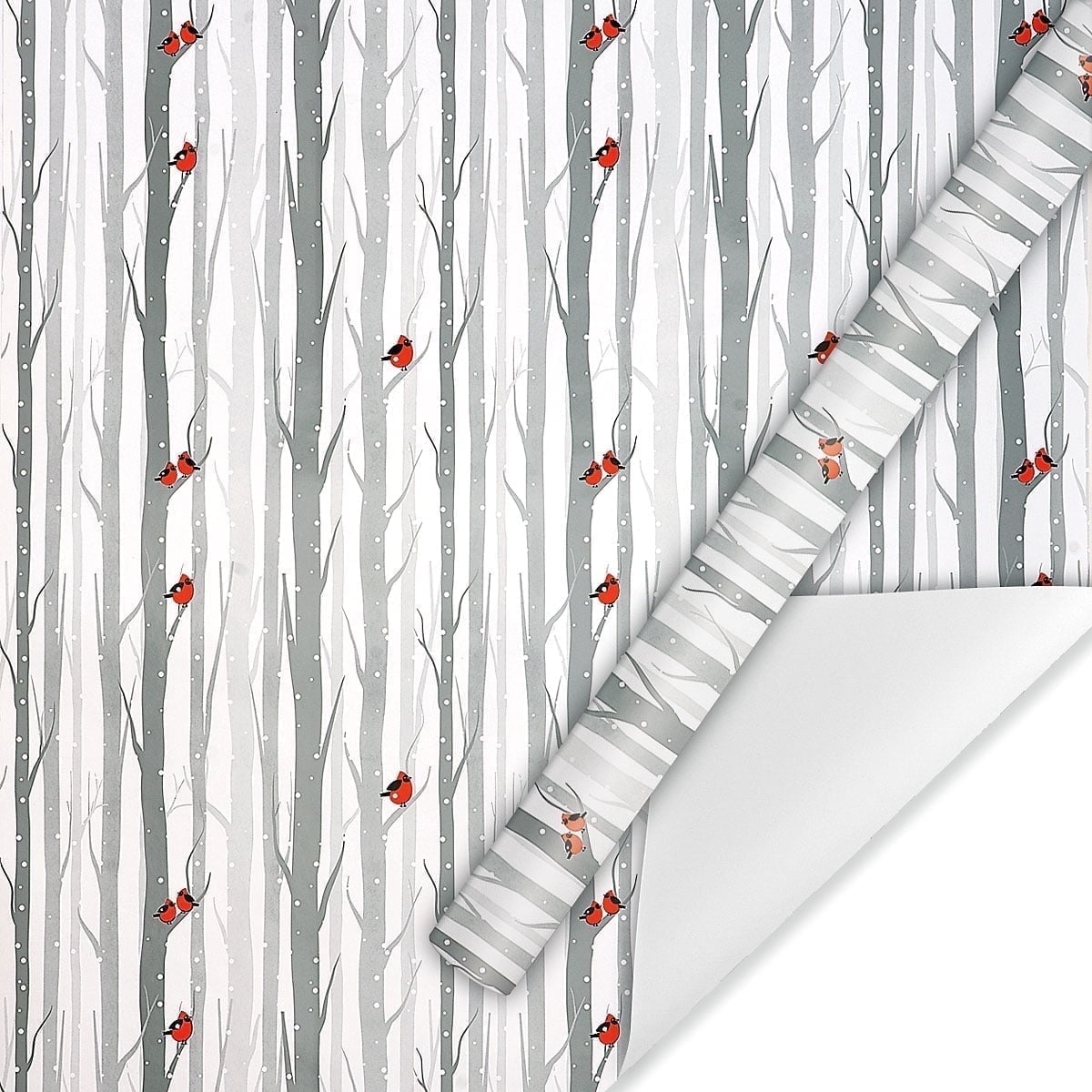 Current Forest Friends Silver Cardinal Christmas Wrapping Paper, Jumbo ...
