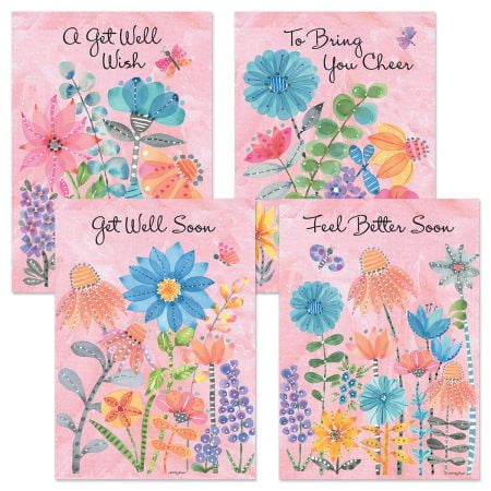 Current Garden Design Get Well Greeting Cards - Set of 8 (4 Designs ...