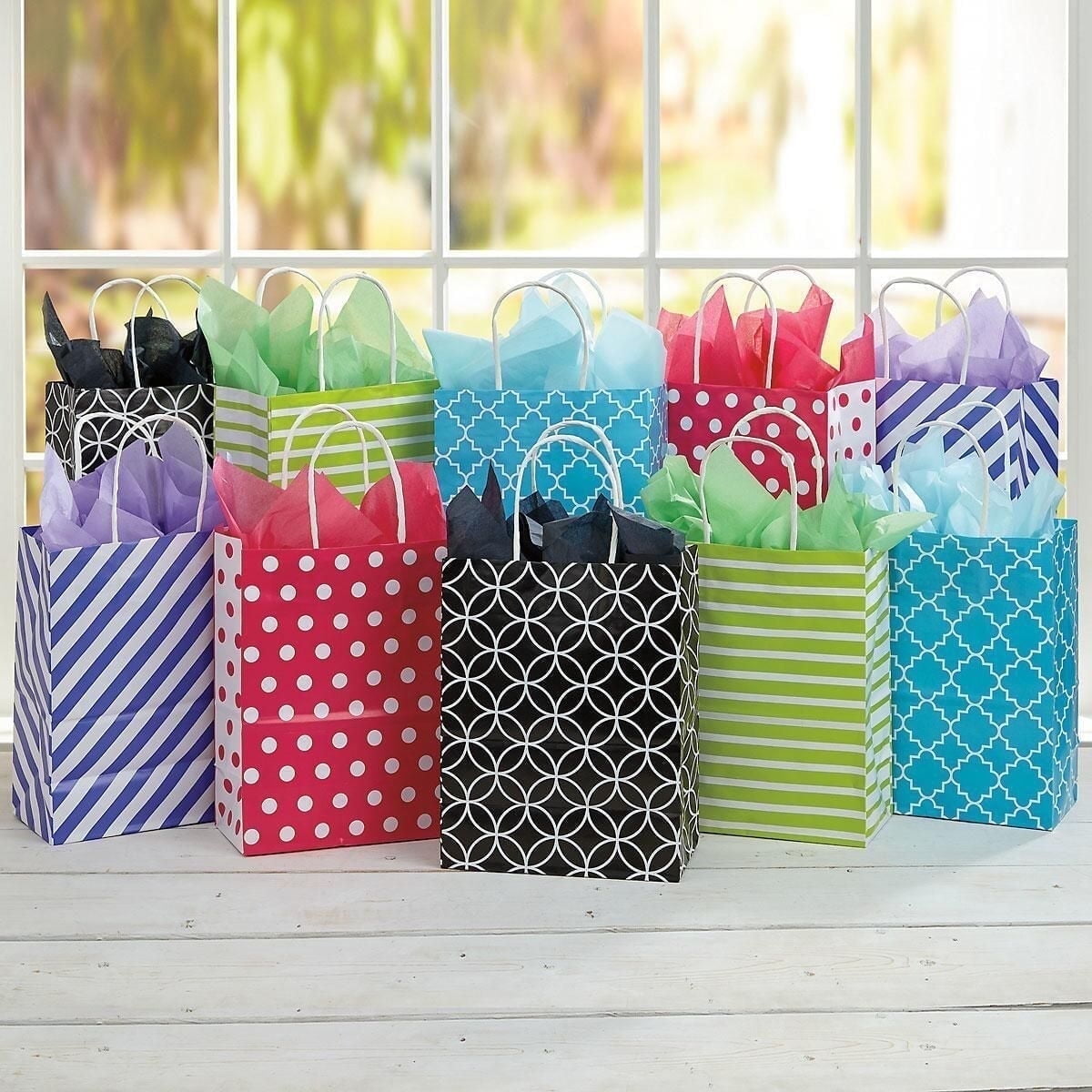 Walmart's Geometric Patterns Tall Assorted Gift Bags - Set of 10, Multi ...