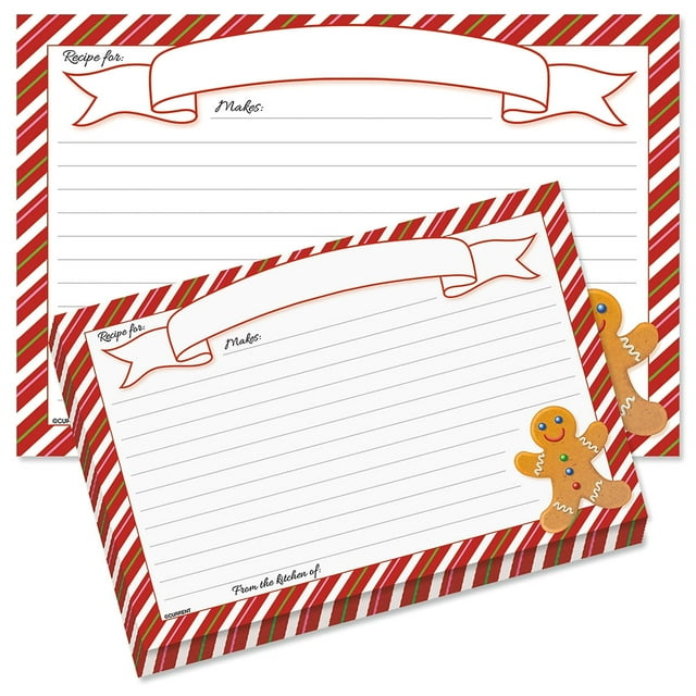 Current Gingerbread Man Holiday Recipe Cards - Set of 24 Regular Lined ...