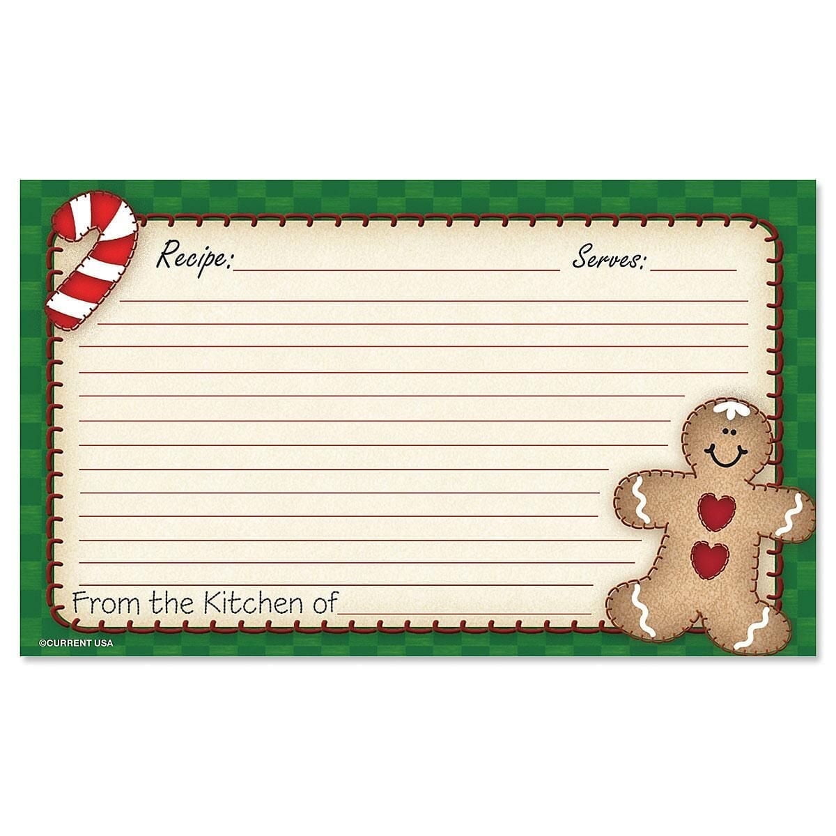 Current Gingerbread Man Kitchen Recipe Cards - 3" x 5" Matte Lined ...