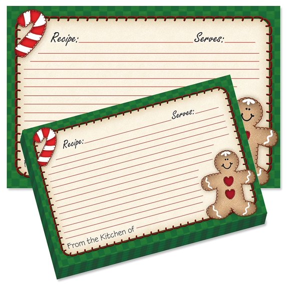 Current Christmas Holiday Lined Gingerbread Man Recipe Cards, 4 x 6 ...