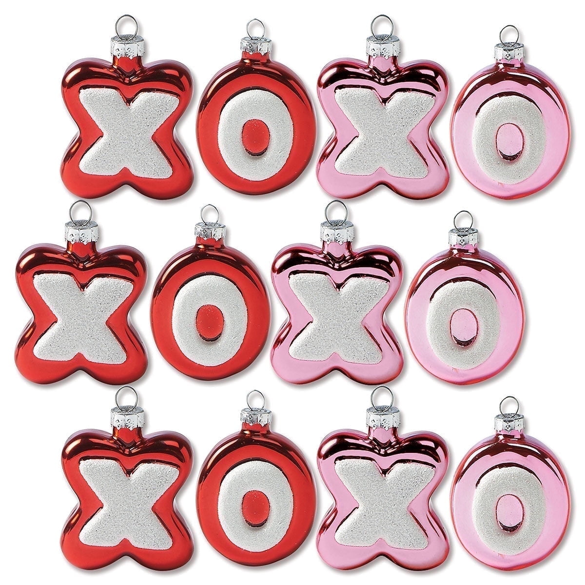 Current Glass XOXO Valentine's Day Ornaments, Pink and Red Blown Glass ...