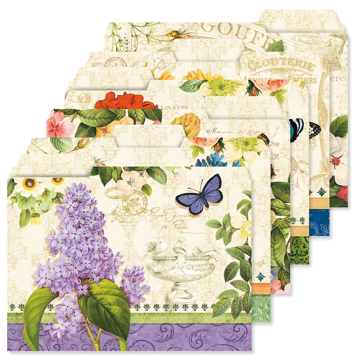 Current Grande Fleur File Folders - Set of 24 (6 Designs) 1/3 Cut Tabs ...