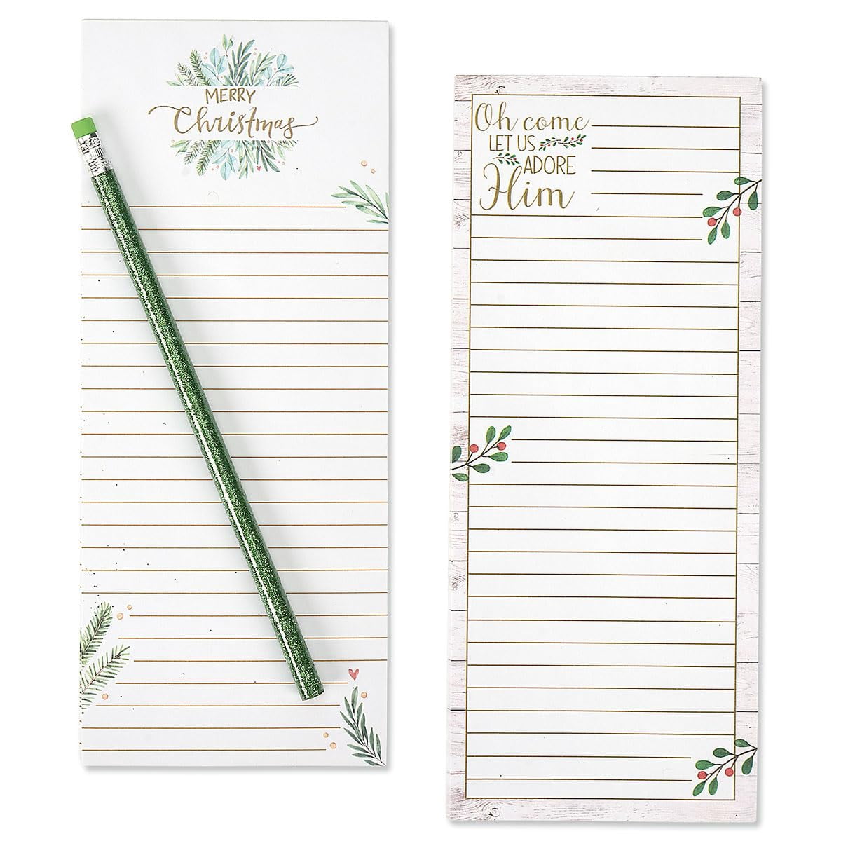 Current Greenery Shopping List Pads with Glitter Pencil - Set of 2 Memo ...