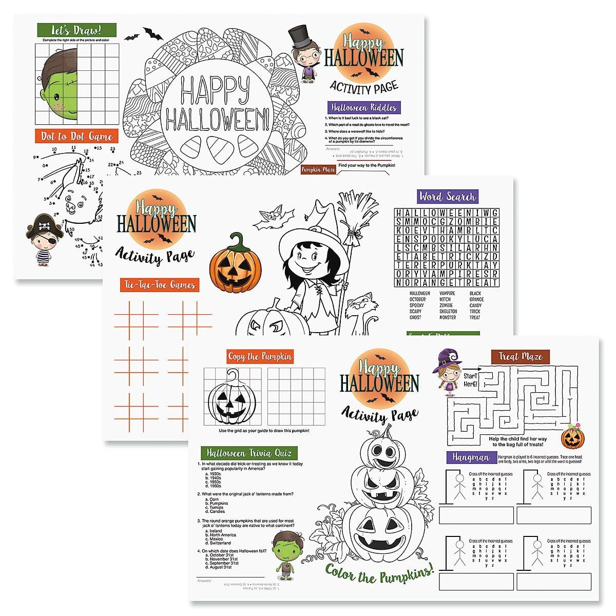 Current Halloween Activity Placemats - 11" x 17" Paper Table Place Mats ...