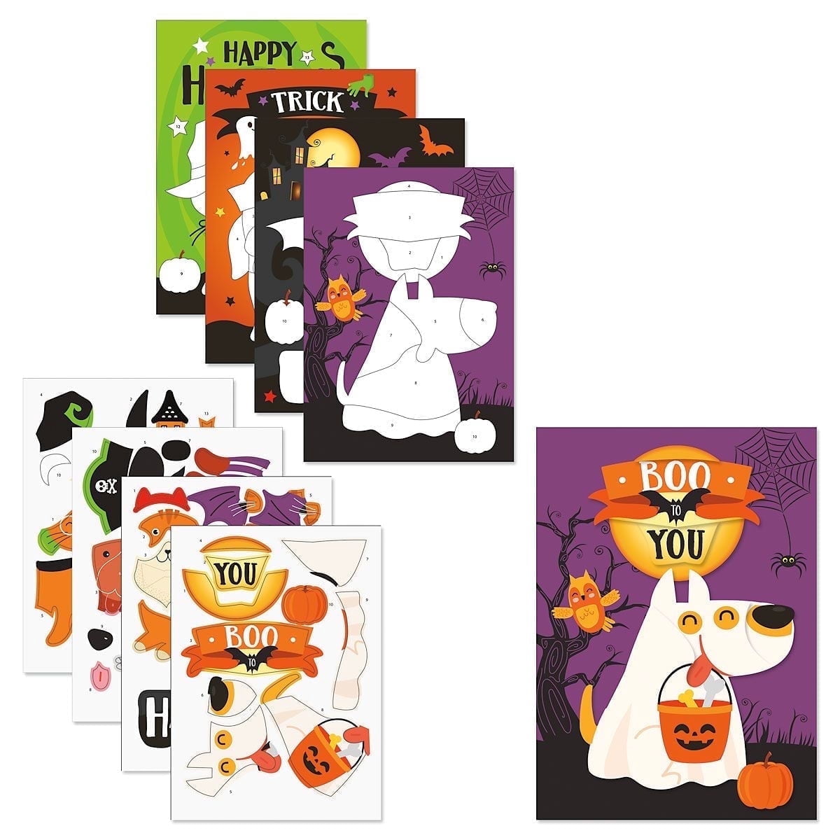 Current Halloween Sticker by Number Sheets, 12 Pack, Assortment of 4 ...