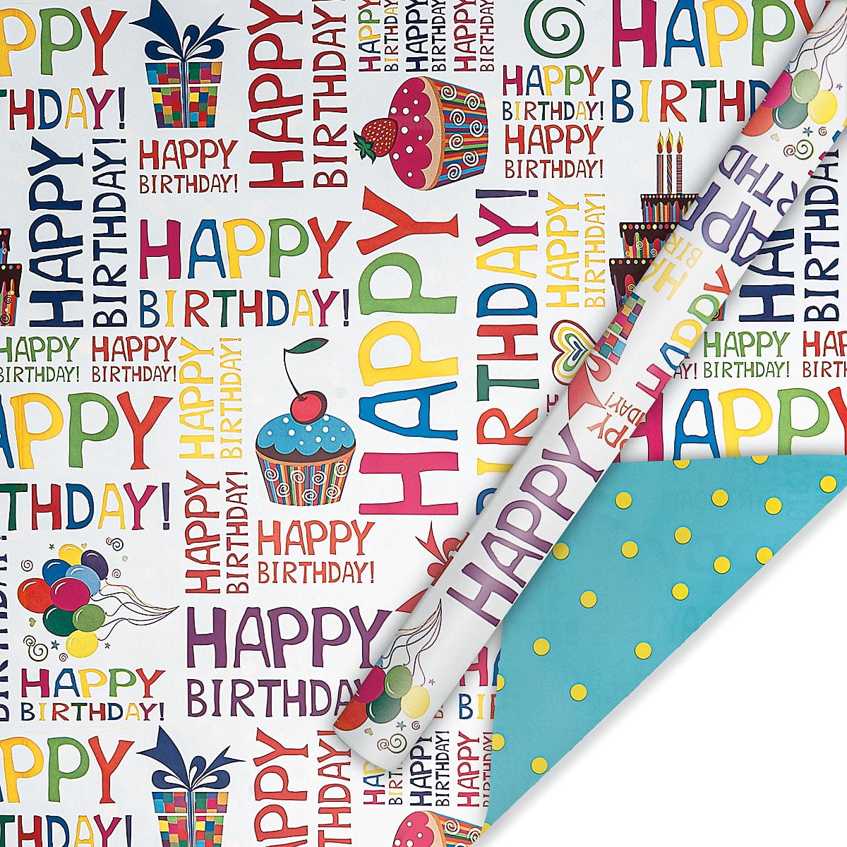 "Current Double-Sided Jumbo Birthday Gift Wrap 'Happy Birthday' Words ...