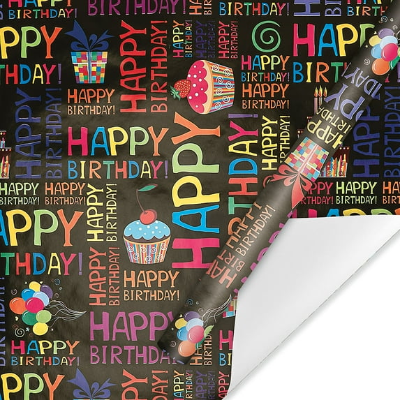 Current Jumbo Roll Gift Wrap, 61 sq ft., Happy Words Birthday Paper ...