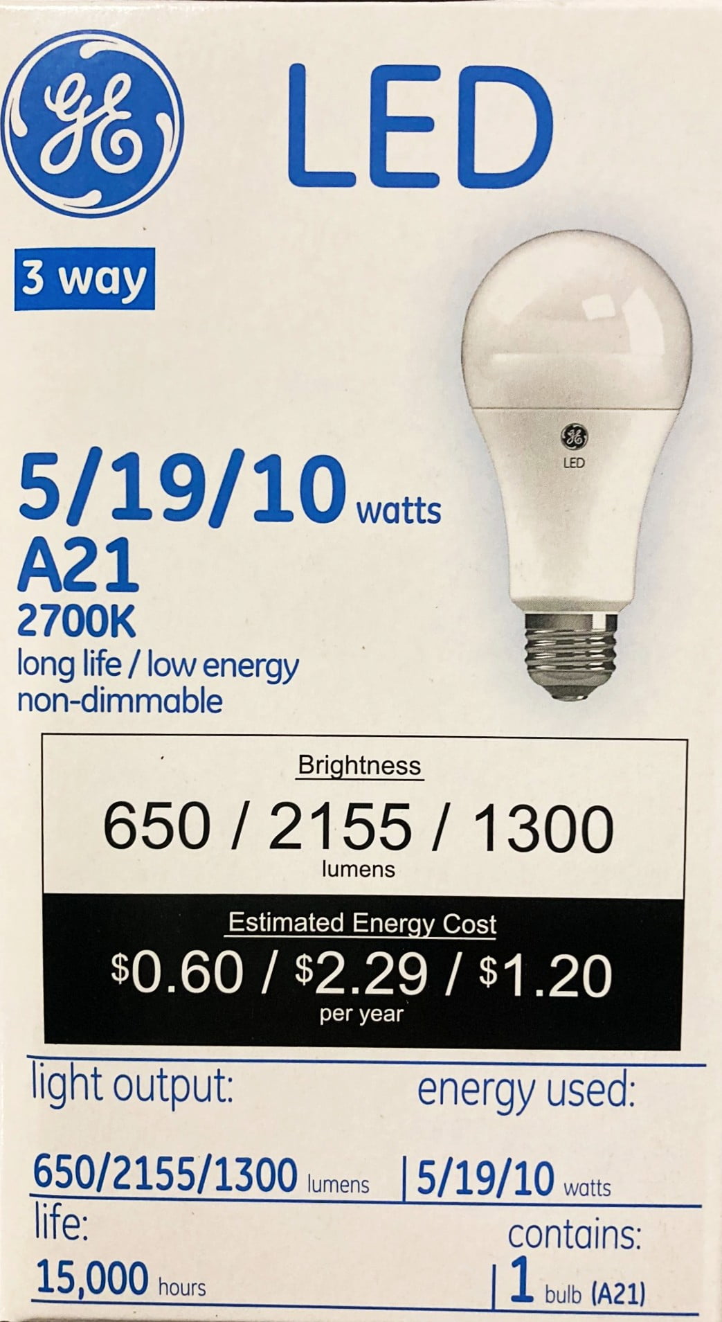 Current LED,19 W,A21,Medium Screw (E26) LED19A50/150/827 120 - Walmart.com
