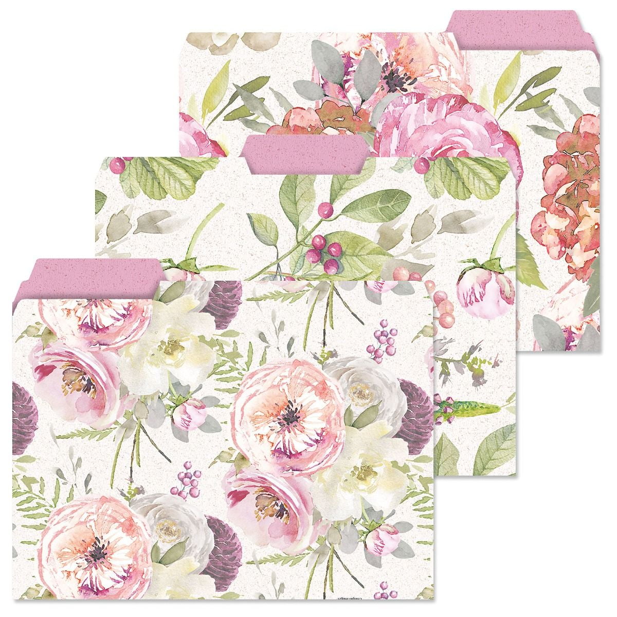 Current Pale Peony File Folders - Set of 12 (3 Designs) 1/3 Cut ...