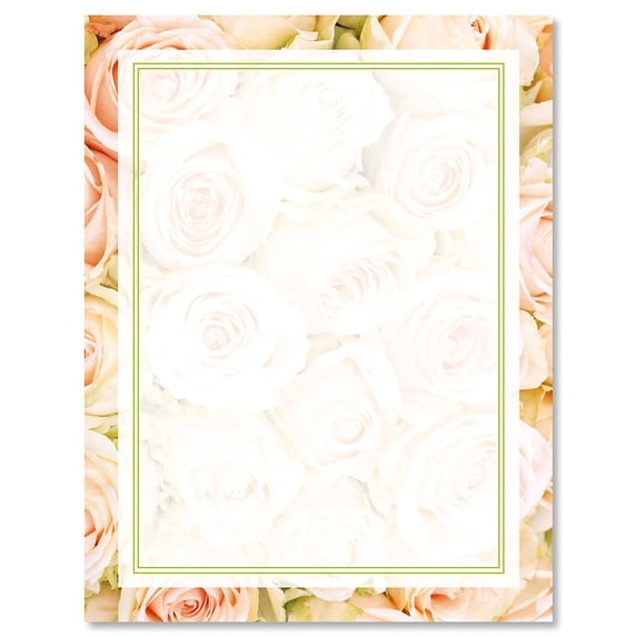 Current Pale Pink Roses Floral Letter Papers -Set of 25, Spring ...