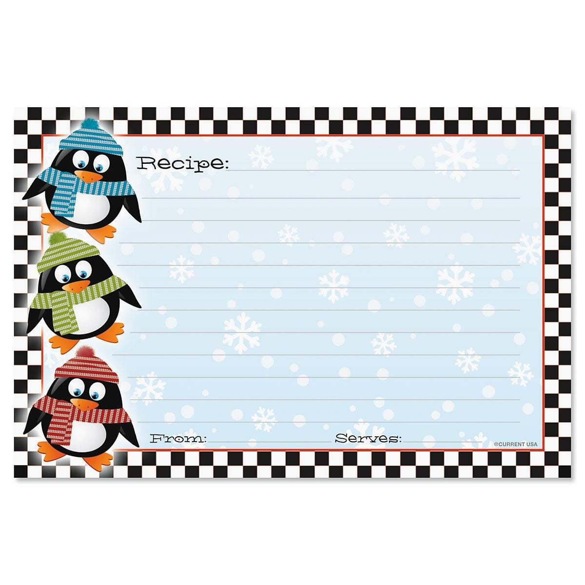 Current Penguin Recipe Cards - 4 x 6, Set of 48 Holiday & Winter Recipe ...