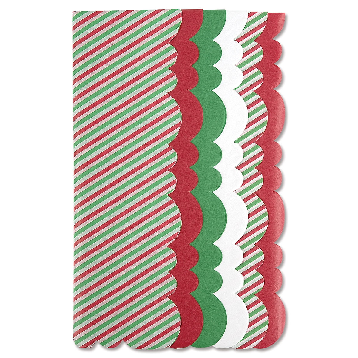 Current Santa Stripe Scalloped Edge Tissue Paper Sheets - Christmas and ...
