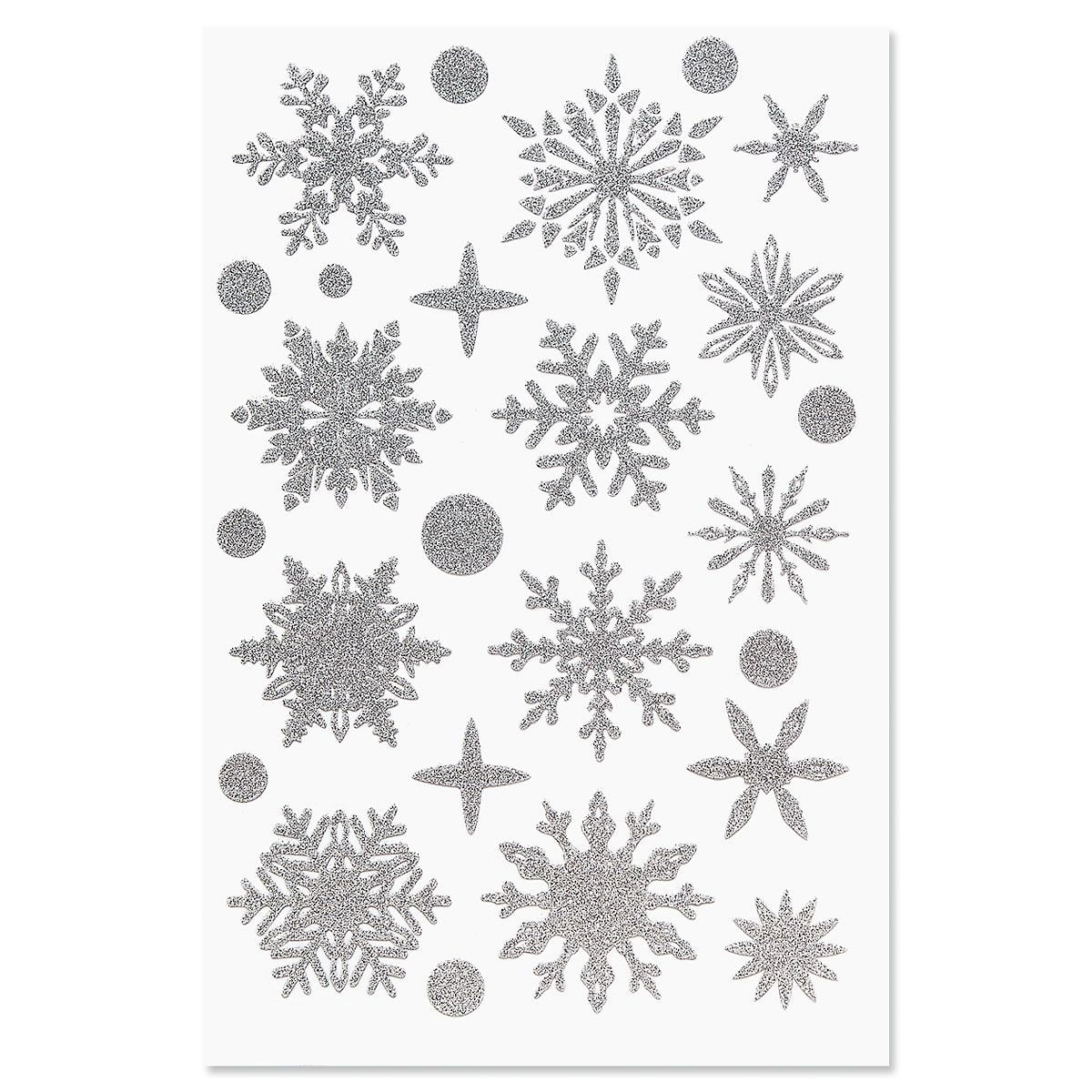 Current Silver Snowflake Vinyl Window Clings - Sparkly, Glitter ...