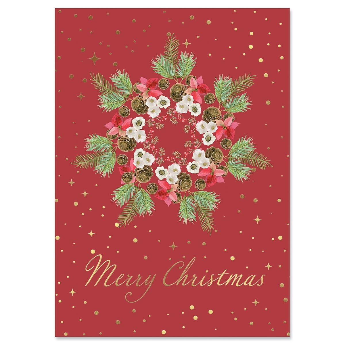 Current Sparkling Wreath Deluxe Foil Christmas Cards - Holiday Greeting ...