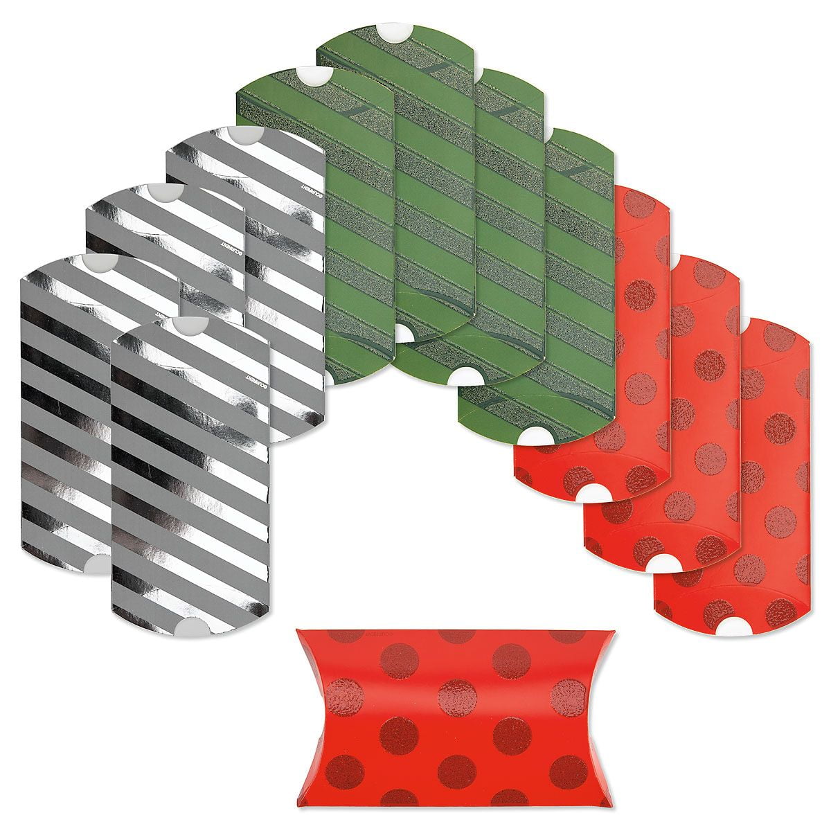 Current Stripes and Dots Foil Pillow Boxes - Christmas Gift Card ...