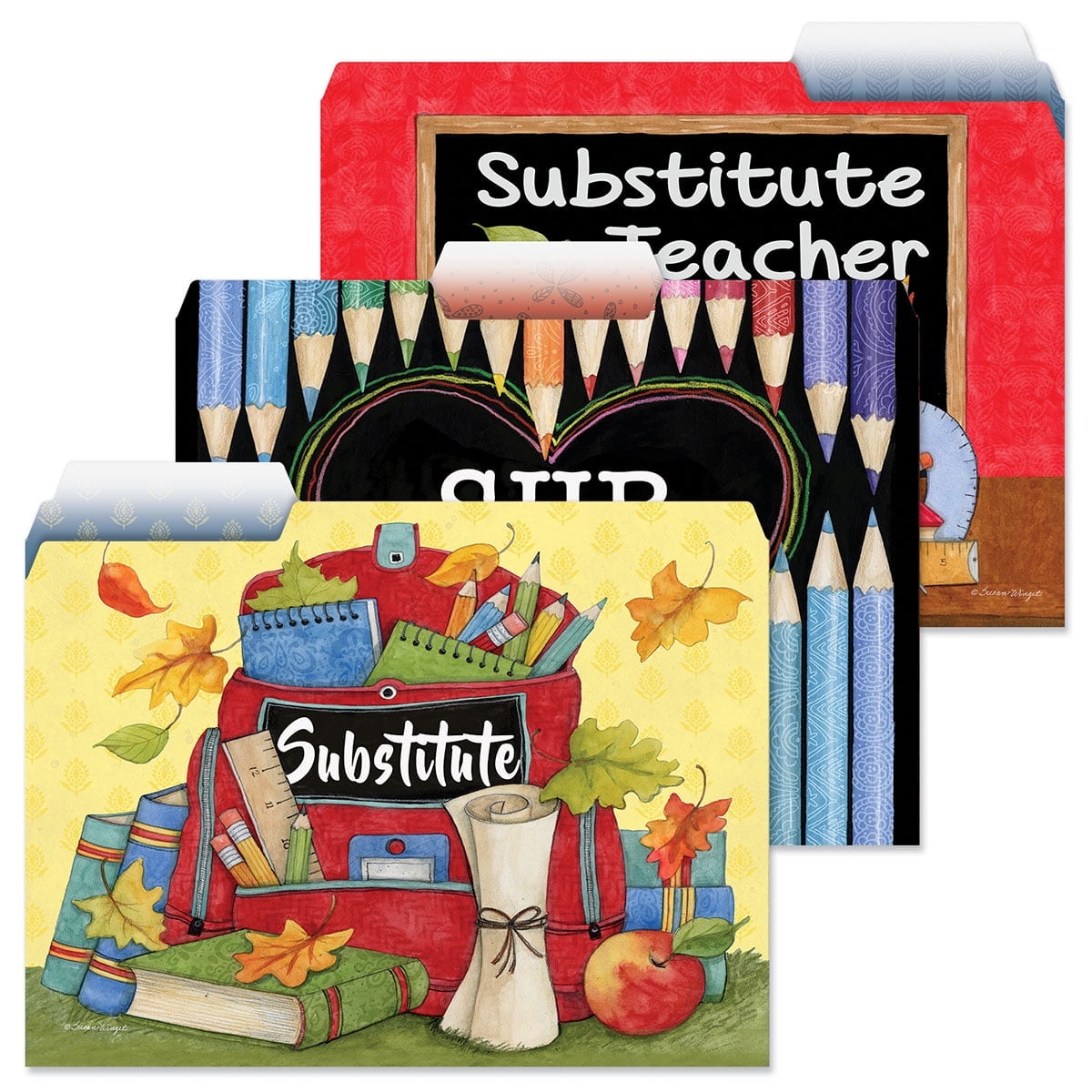 Current Substitute Teacher File Folders - Set of 12, Tabbed, Letter ...