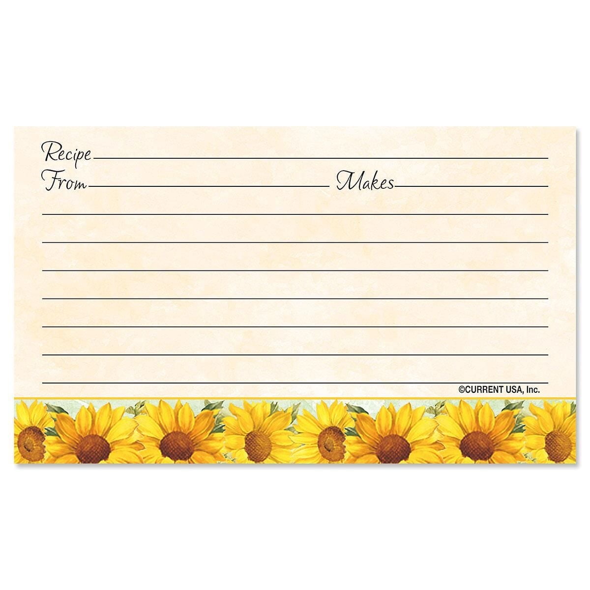 Current Sun Flowers Recipe Cards - 3" x 5" Index Cards, Set of 50 ...