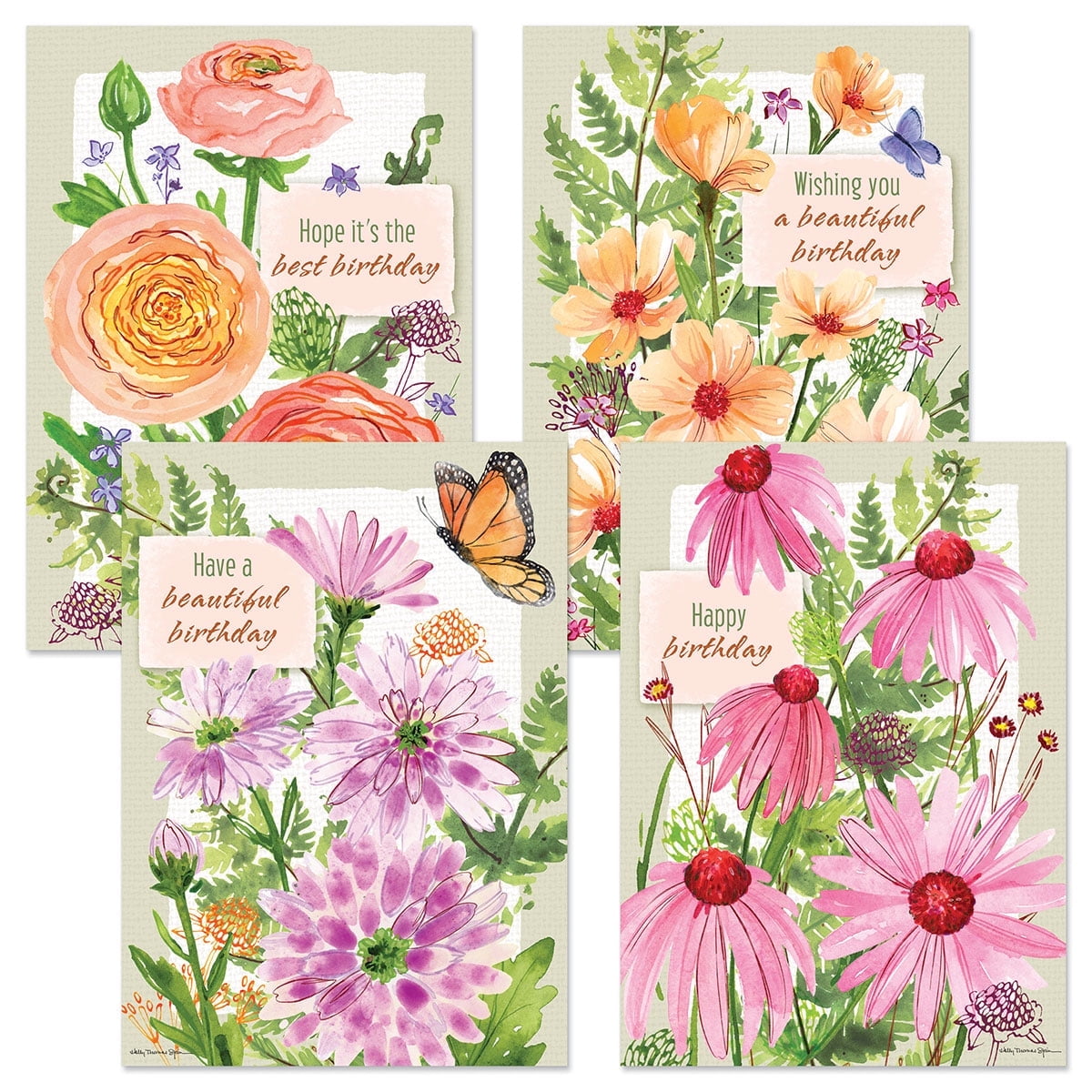 Current Sweet Bouquets Birthday Greeting Cards - Set of 8, Large 5" x 7 ...
