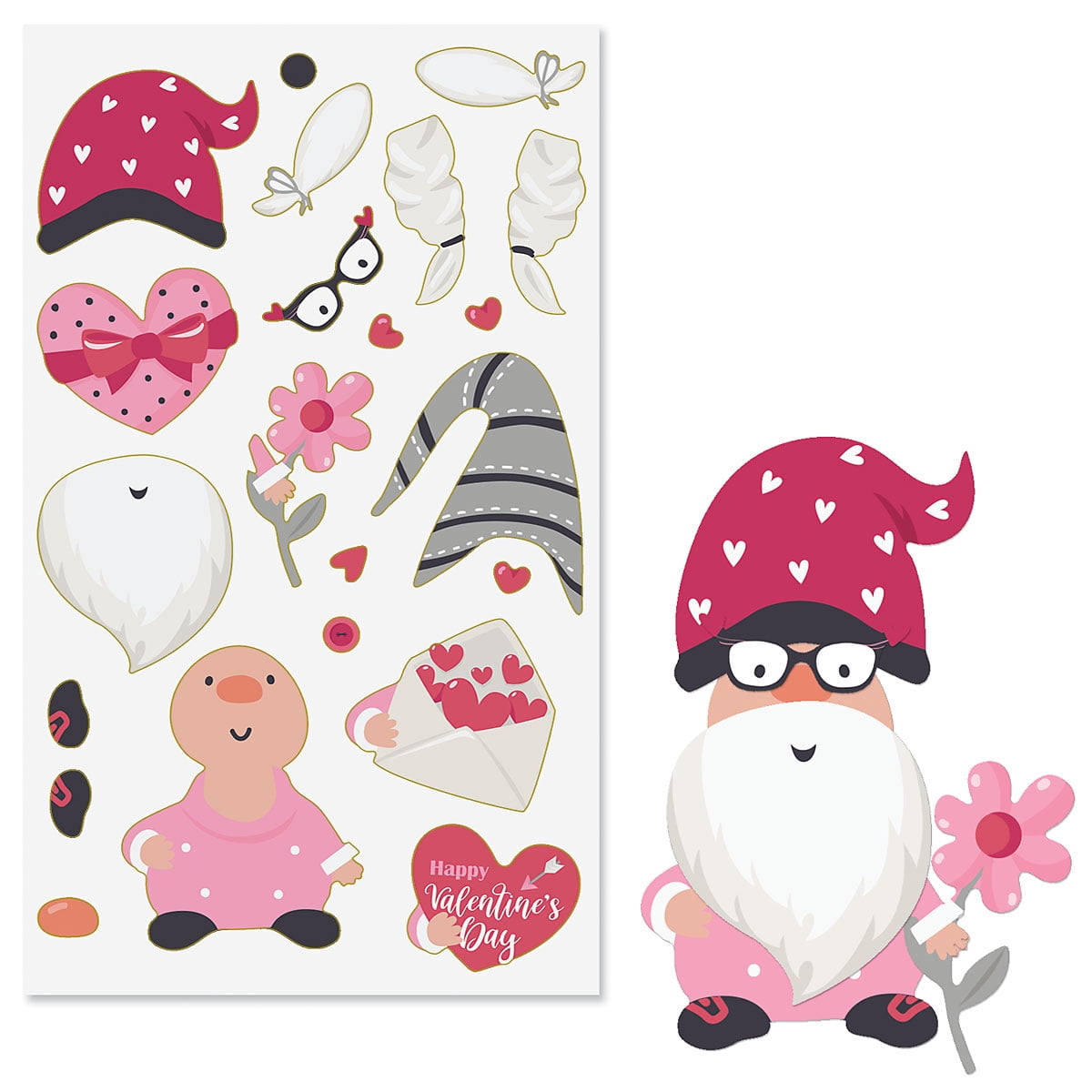 Current Valentines Build-a-Gnome Sticker - Set of 12, Gnome and ...