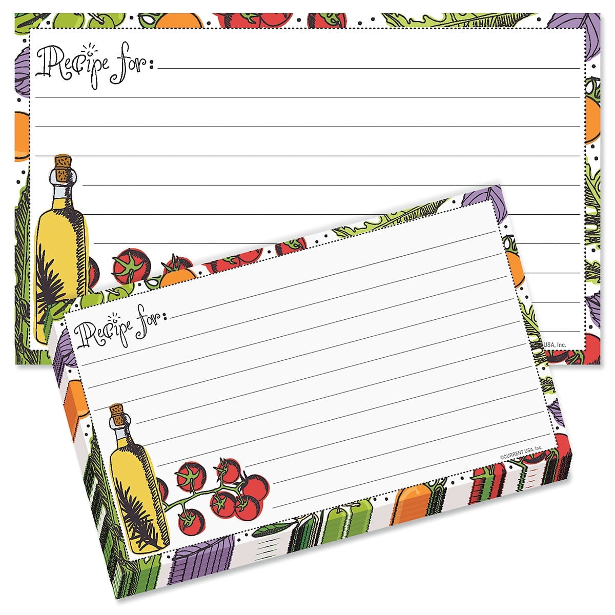 Current Veggie Recipe Cards - 3" x 5" Index Cards, Set of 50, Paper ...