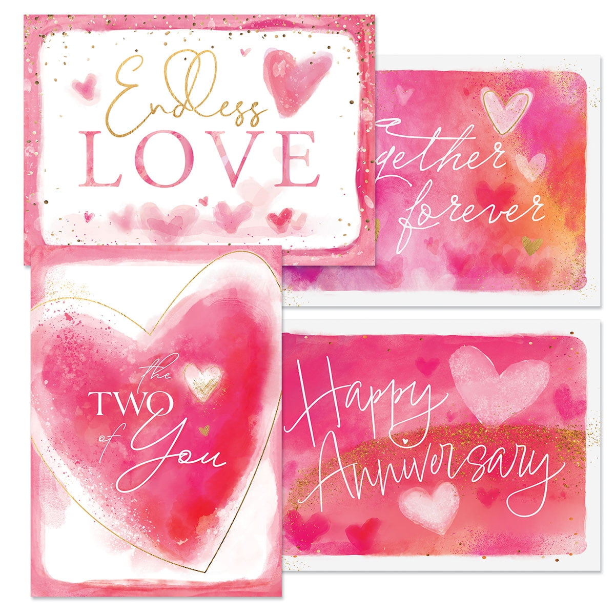 Current Watercolor Script Anniversary Greeting Cards - Set of 8, 5" x 7 ...