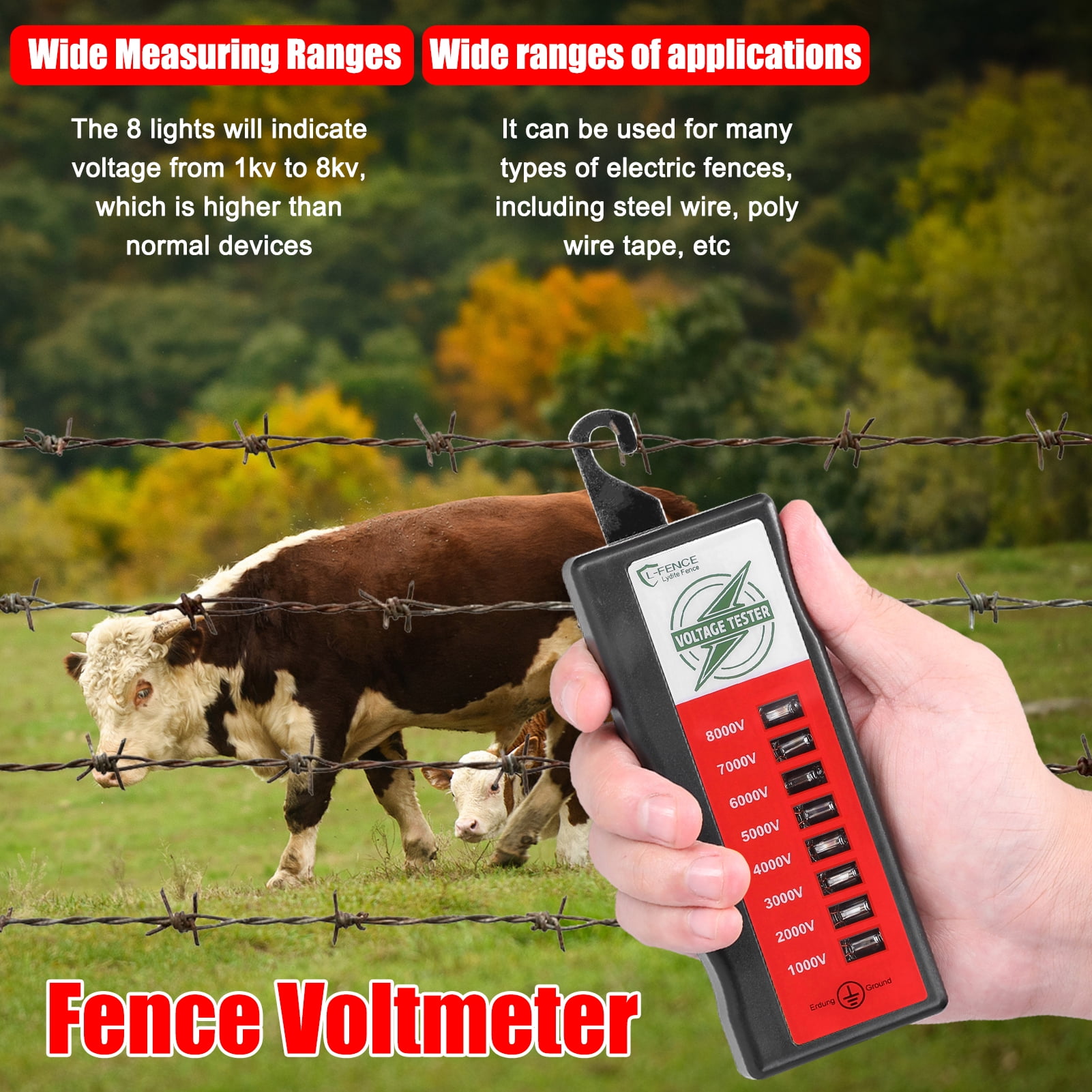 Current measuring instrument,8led Portable Fence Portable Fence Tester ...