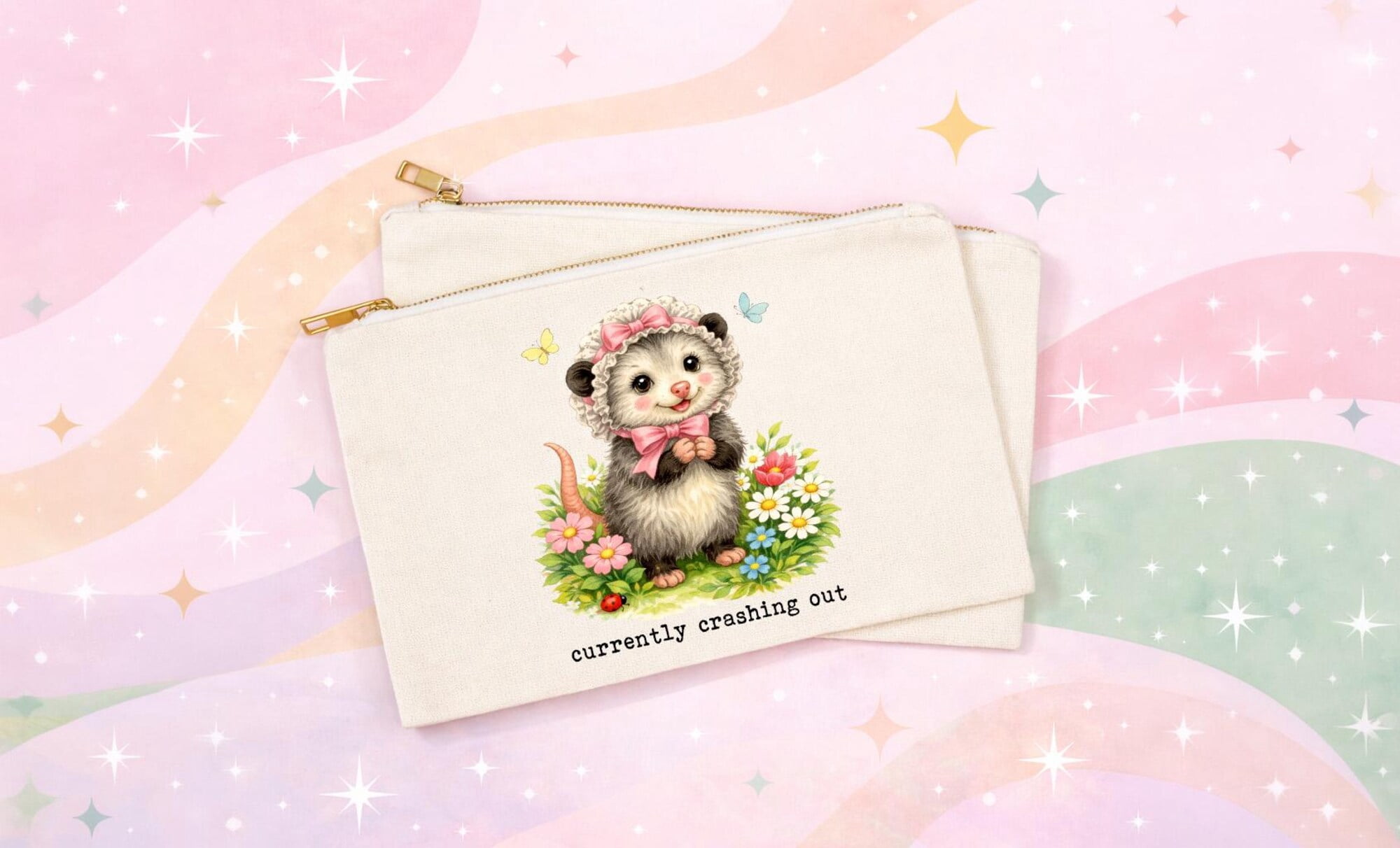Currently Crashing Out Opossum Makeup Bag Funny Possum Cosmetic Bag ...