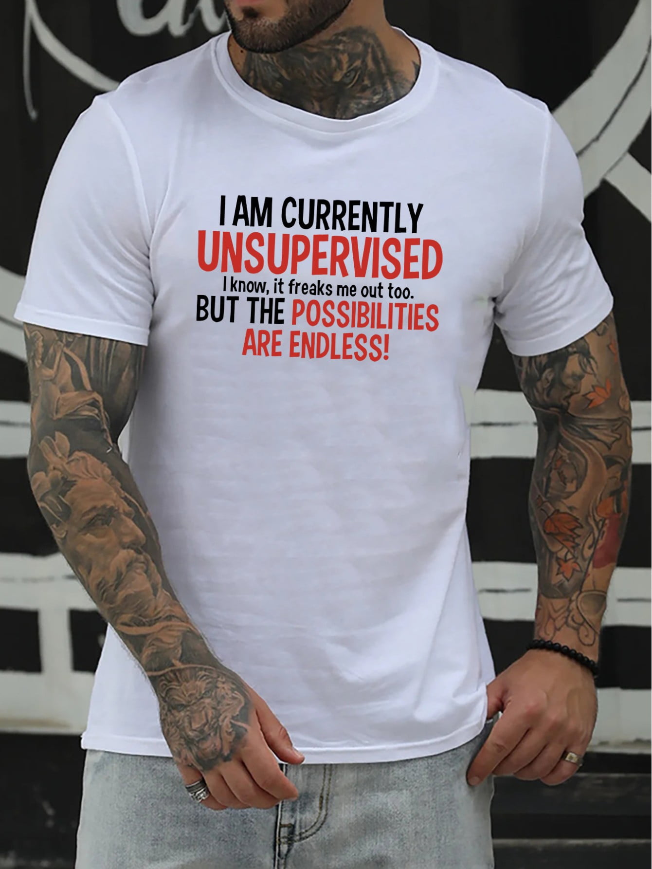 Currently Unsupervised Print T Shirt, Tees For Men, Casual Short Sleeve T-shirt For Summer ...