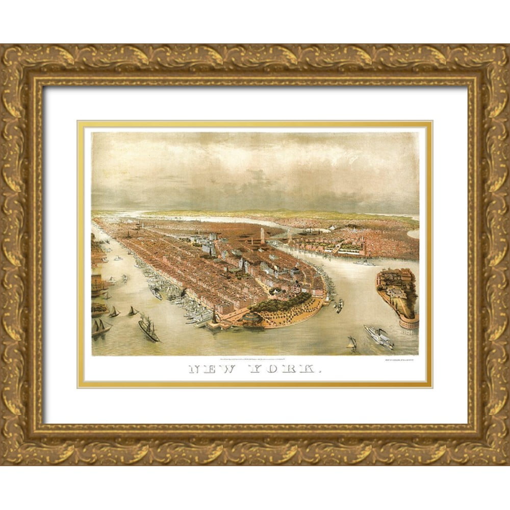 Currier 32x25 Gold Ornate Wood Framed with Double Matting Museum Art ...