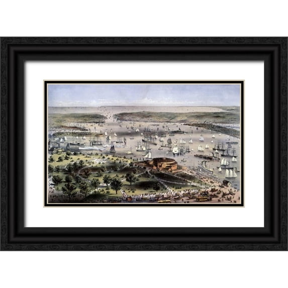 Currier and Ives 14x10 Black Ornate Wood Framed with Double Matting ...