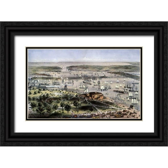 Currier and Ives 14x10 Black Ornate Wood Framed with Double Matting ...