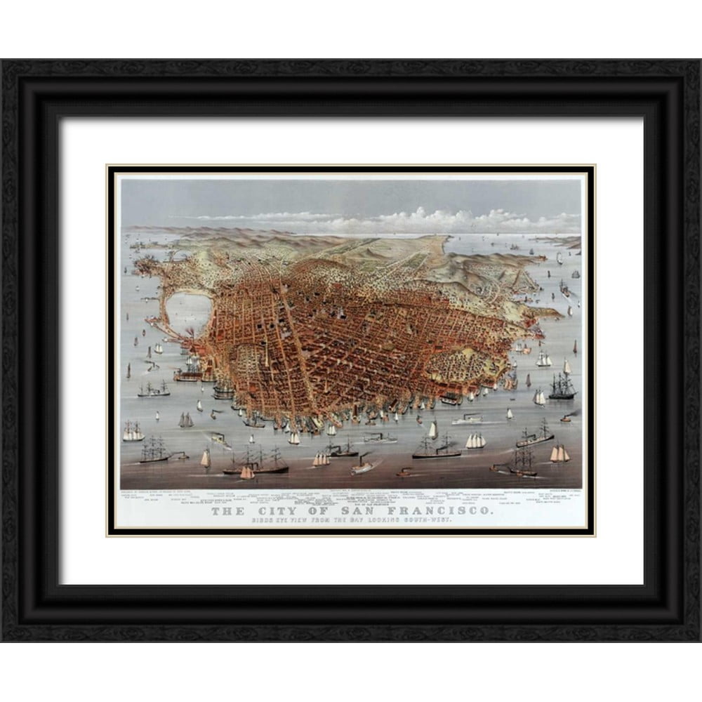 Currier and Ives 14x12 Black Ornate Wood Framed with Double Matting ...