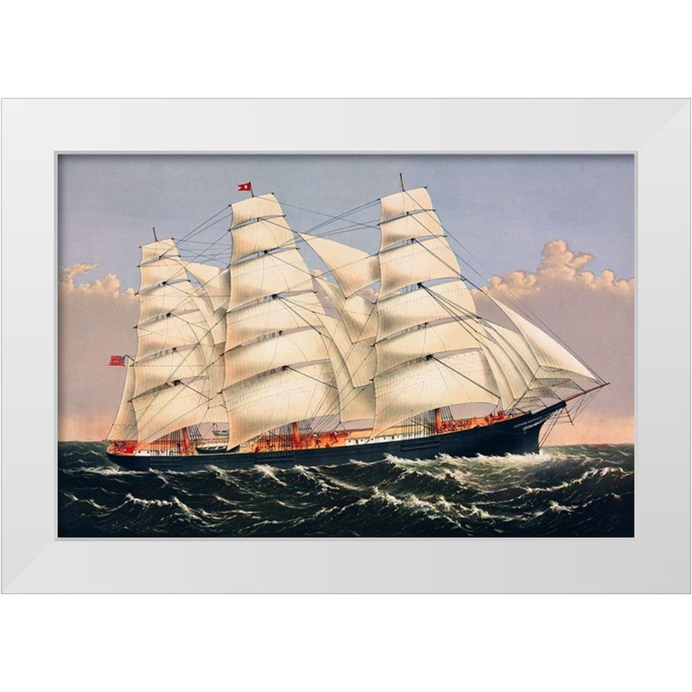 Currier and Ives 14x11 White Modern Wood Framed Museum Art Print Titled ...