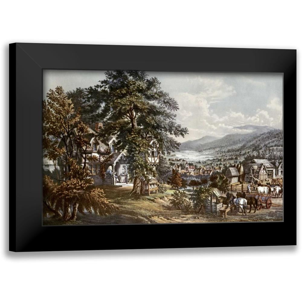 Currier and Ives 18x13 Black Modern Framed Museum Art Print Titled - Home of Evangeline-Acadian ...