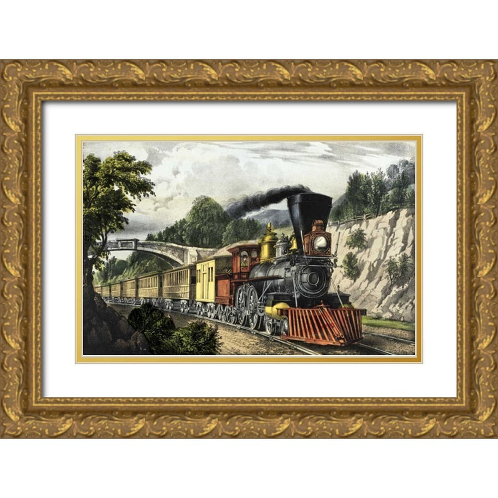 Currier and Ives 18x13 Gold Ornate Wood Framed with Double Matting ...