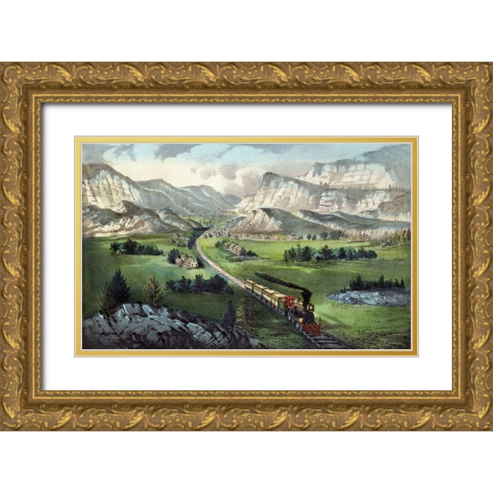 Currier and Ives 24x17 Gold Ornate Wood Framed with Double Matting ...