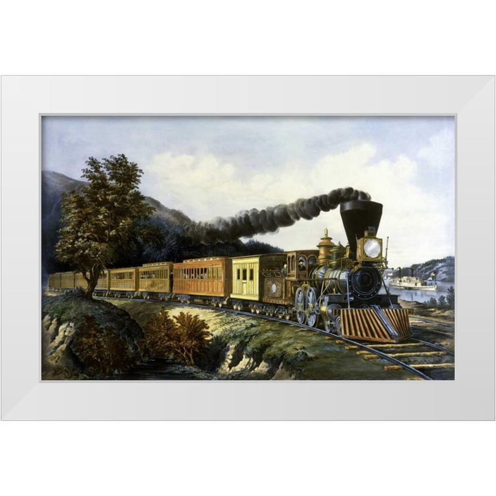 Currier and Ives 24x17 White Modern Wood Framed Museum Art Print Titled ...