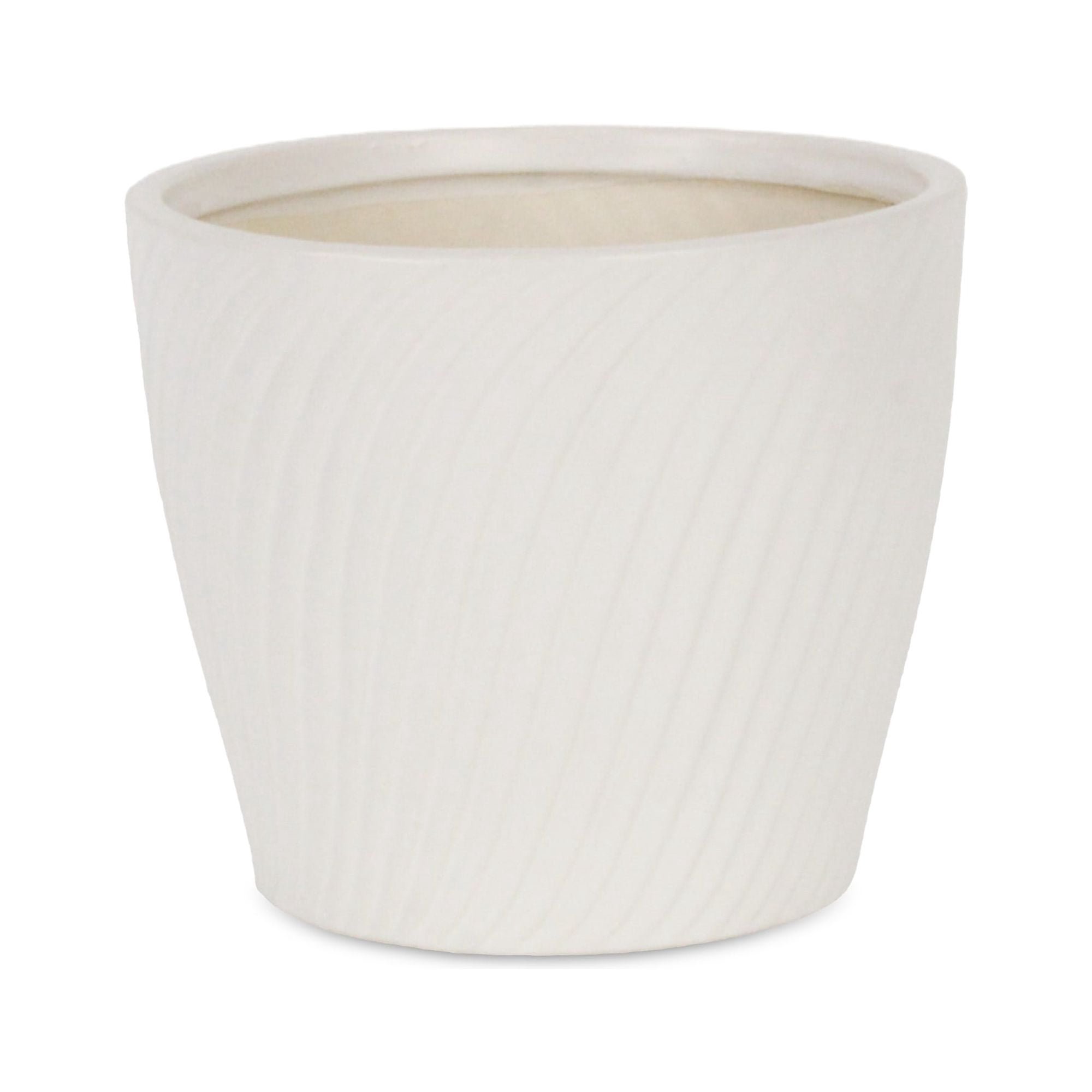 Currula Tapered Curved Swirl Pattern Ceramic Pot - Large - White ...