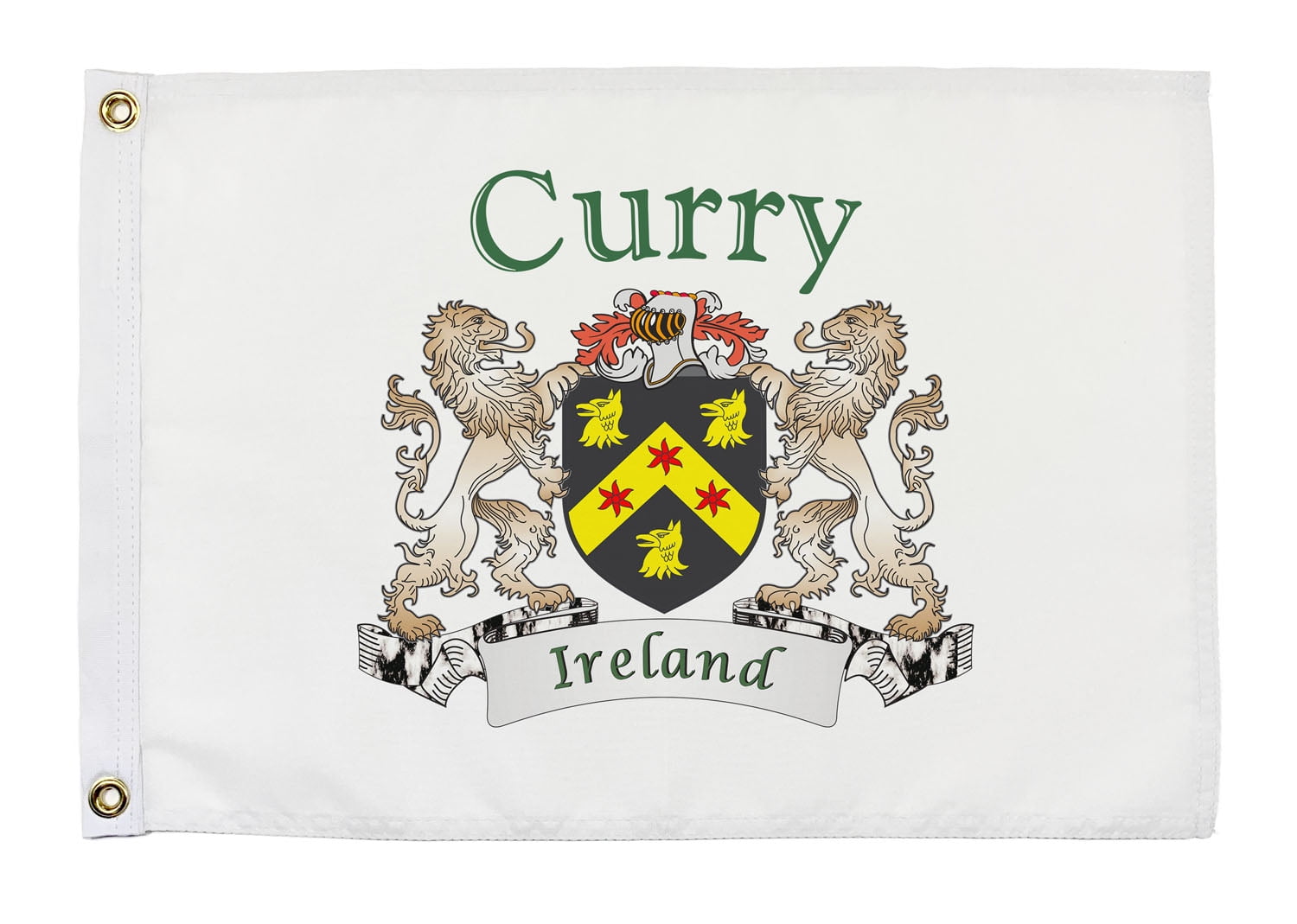 Curry Irish Coat of Arms Small White Flag - 16"x10.5" inches - Walmart.com