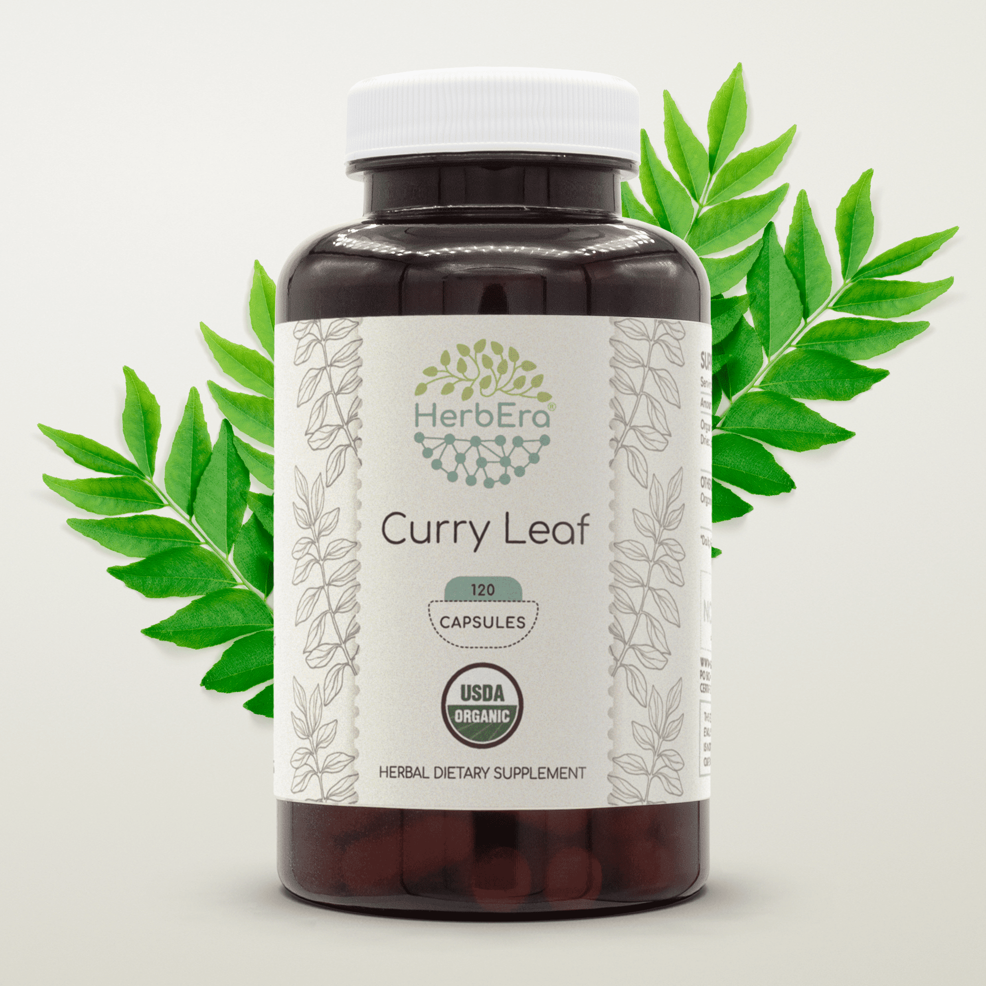 HerbEra Curry Leaf Capsules, Organic Herbal Dietary Supplement for Digestive Support, Certified ...