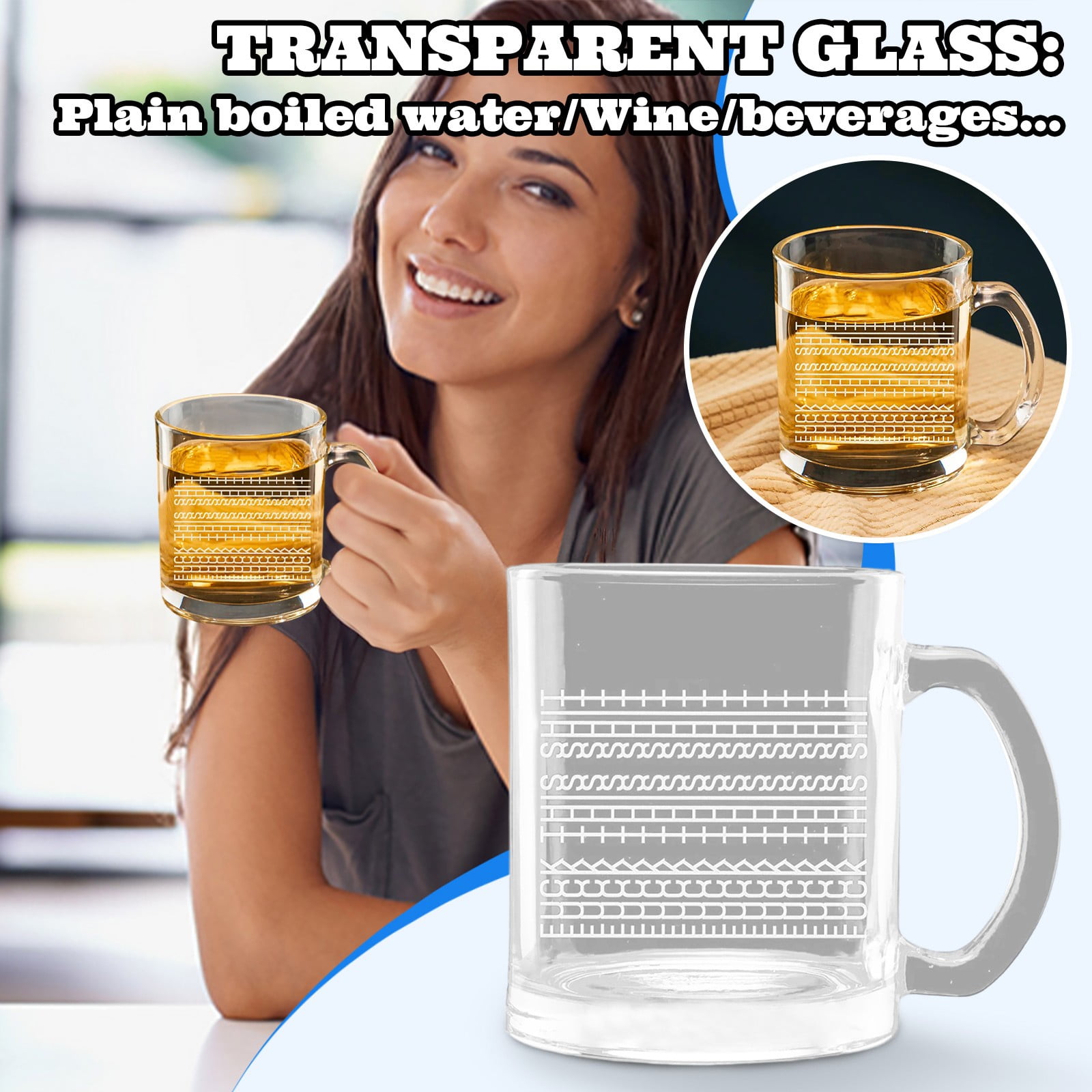 Curse Word Cup, Elegant Clear Glass Coffee Mug with Intricate Geometric ...
