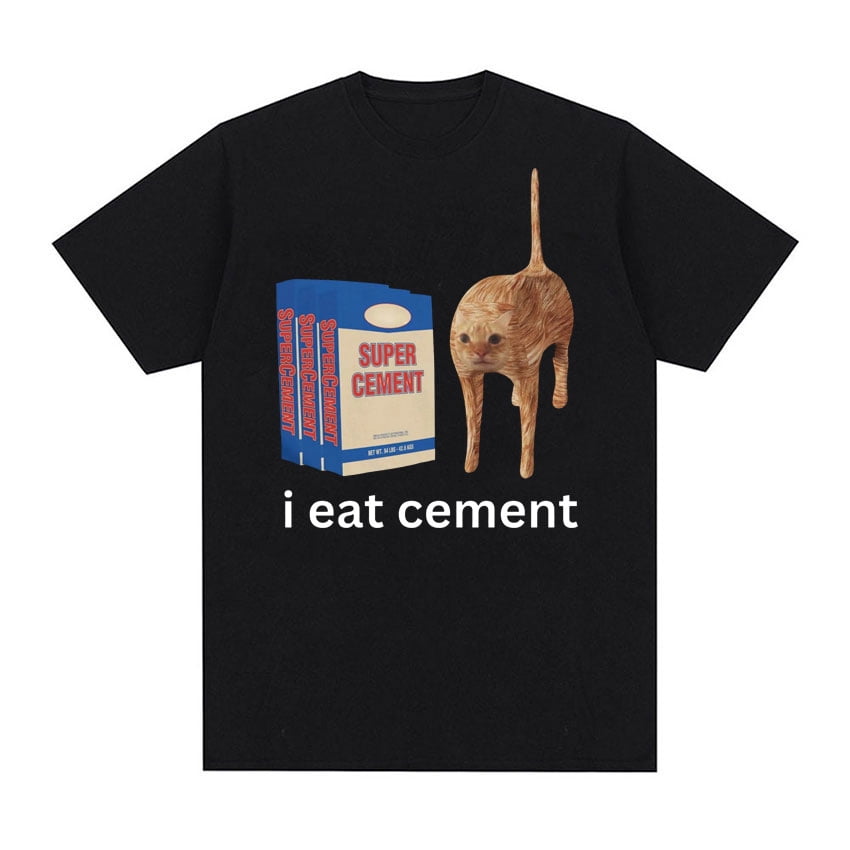 Cursed Cat I Eat Cement Funny Graphic T-Shirt Unisex Novelty Design All ...