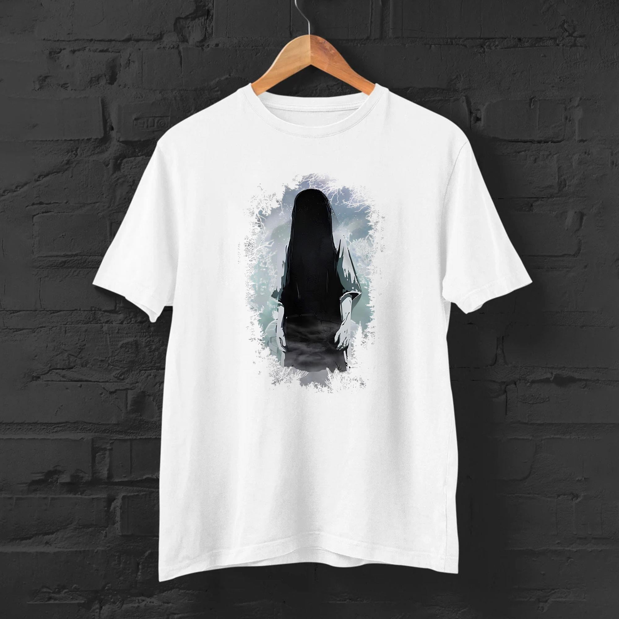 Cursed Horror Movie-Inspired Shirt – Long-Haired Spirit Graphic Tee ...